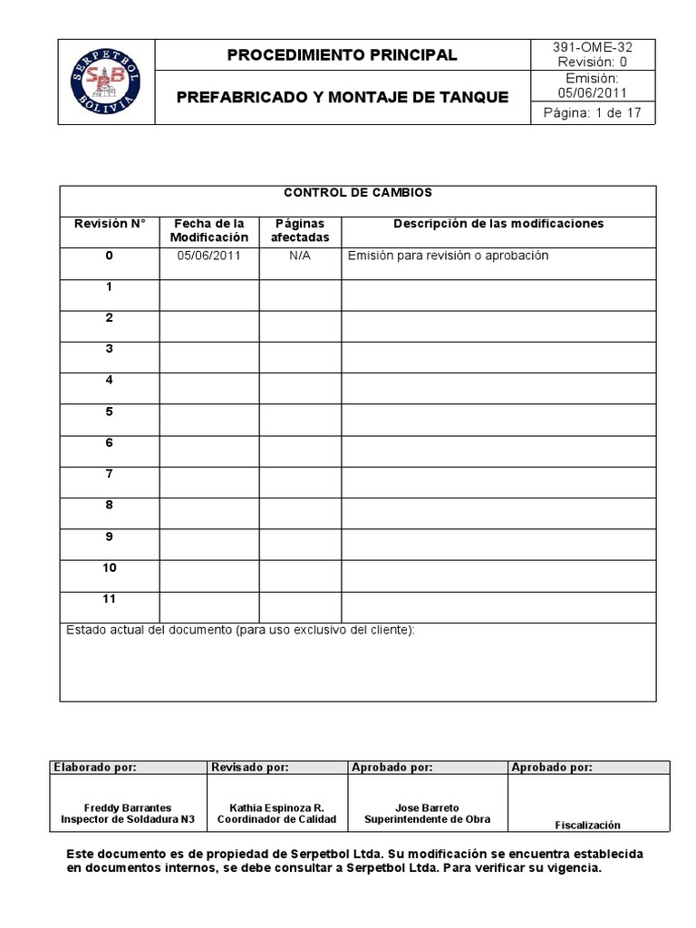 391-OME-32 Prefabricado y Montaje de Tks API 650 | PDF | Ingeniería ...