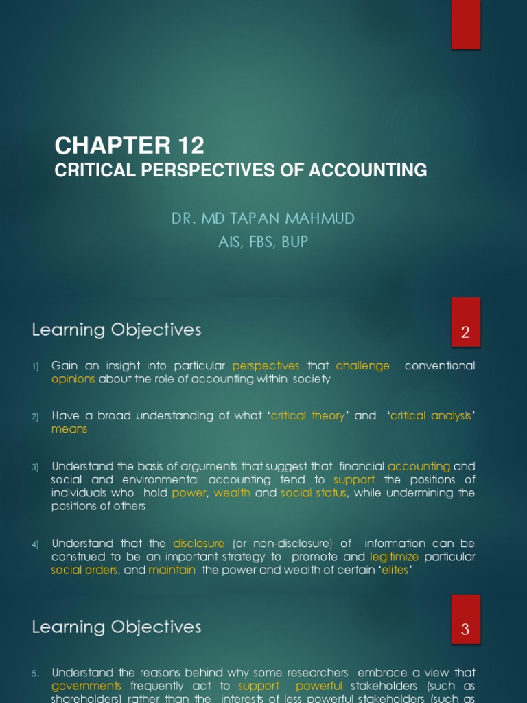 CH 12 Critical Perspectives of Accounting | PDF | Capitalism | Accounting
