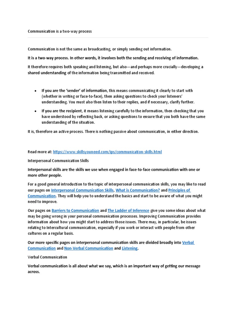 Basic Communication Skill | PDF | Communication | Interpersonal ...