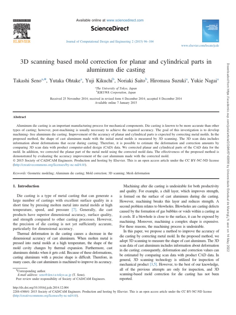 3D Scanning for Mold Correction in Die Casting | PDF | Casting ...