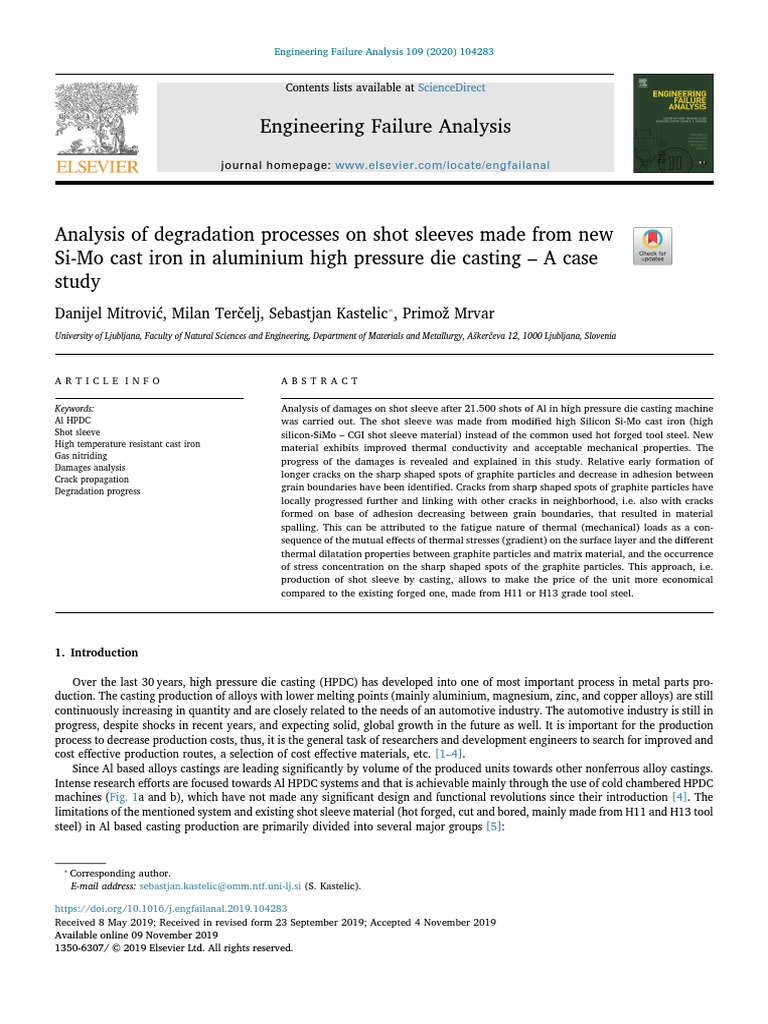 Analysis of Degradation Processes On Shot Sleeves Made From New Si-Mo Cast Iron in Aluminium ...