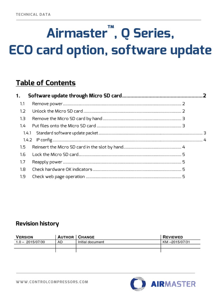 Airmaster Q Series ECO Ethernet Option Card Software Update Procedure | PDF | Computing ...