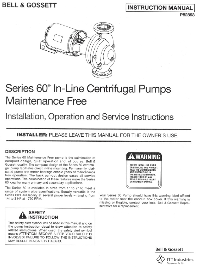 Bell & Gossett Series 60 Installation Manual | PDF