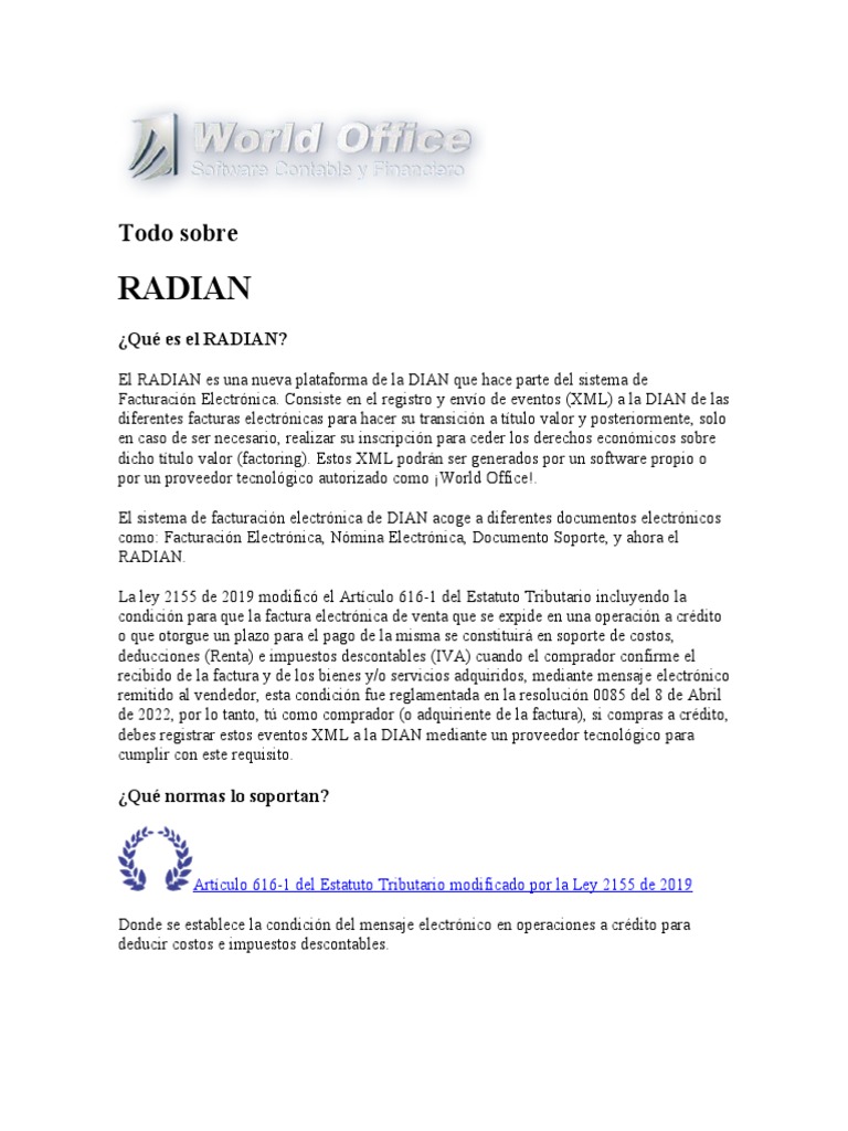 Implementación de RADIAN en DIAN | PDF | Factura
