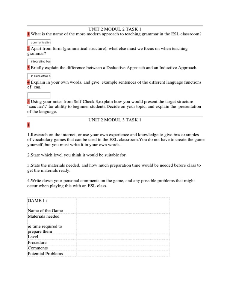 Tesol Tasks | PDF | Educational Assessment | Stress (Linguistics)