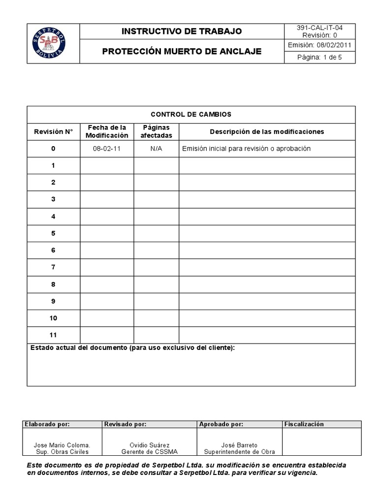 391-CAL-IT-04 Instructivo Muerto de Anclaje | PDF | Naturaleza