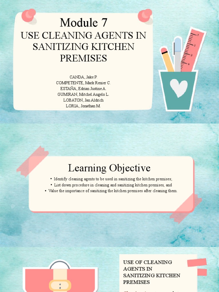 Module 7 Use Cleaning Agents in Sanitizing Kitchen Premises | PDF ...