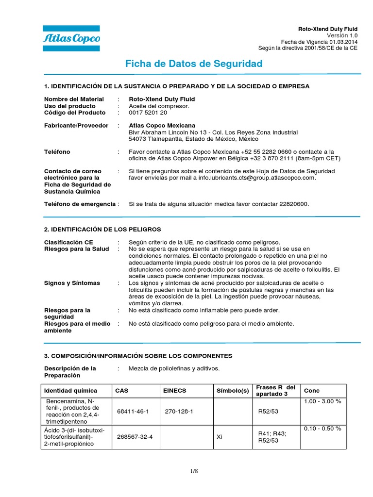 Aceite Roto Extend Sga | PDF | Agua | Residuos