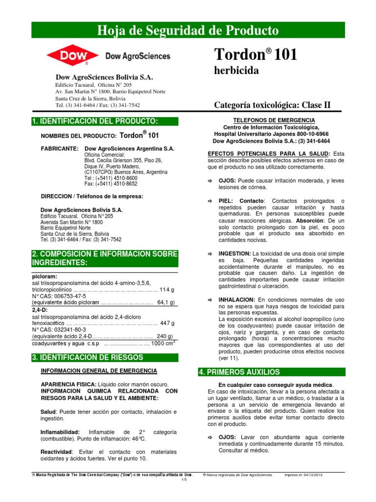 TORDON | PDF | Agua | Toxicidad