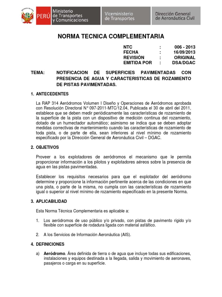 NTC Coeficiente Rozamiento RZC | PDF | Aeropuerto | Control de tráfico aéreo