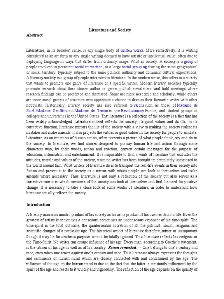 Articleon Literature and Society | PDF | Poetry | Mind