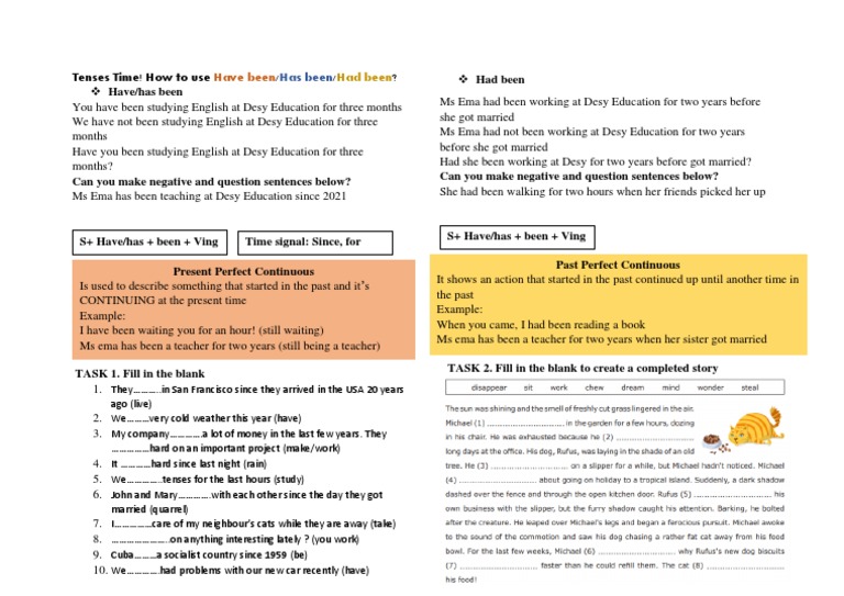 Present Past Perfect Continuous Tense | PDF | Languages | Foreign Language Studies