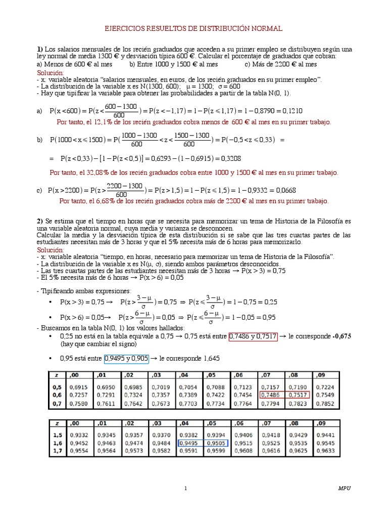 Distribución Normal (Ejercicios) | PDF | Intervalo de confianza | Distribución normal