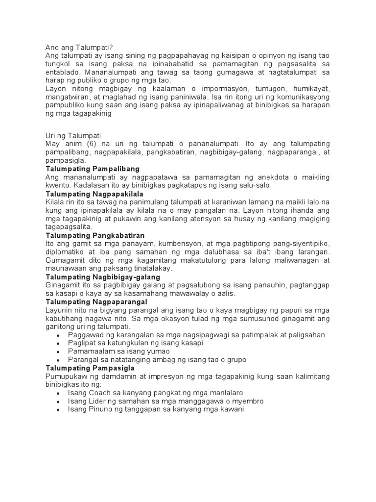 Ano Ang Talumpati | PDF