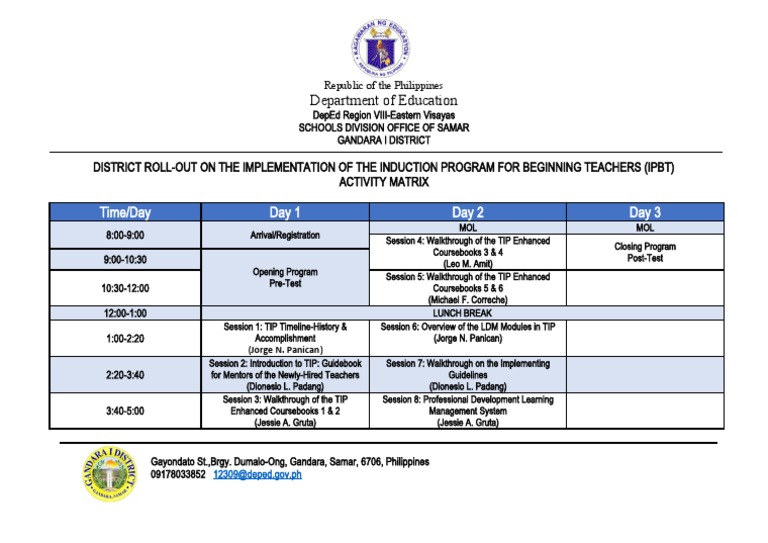 Ipbt Activity Matrix | PDF | Philippines