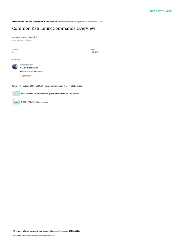 Common Kali Linux Command Overview | PDF | Computer File | Secure Shell