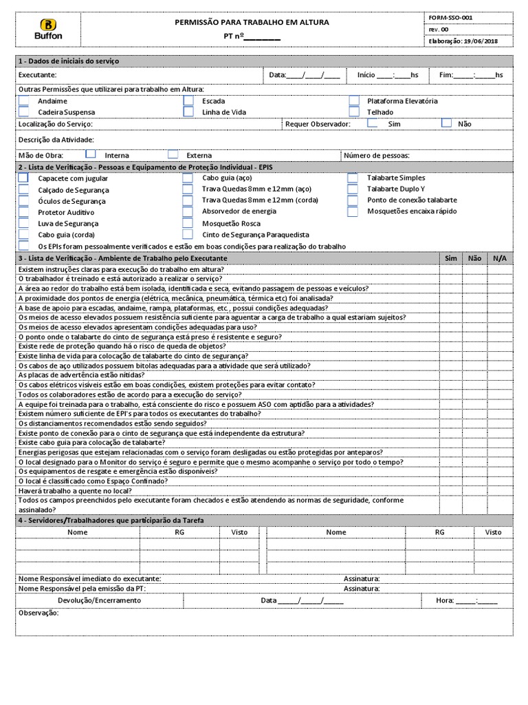 PT - Permissão de Trabalho | PDF