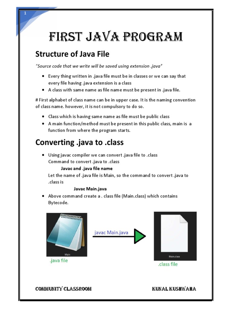 First Java Program Notes Pdf Java Programming Language Boolean 4485