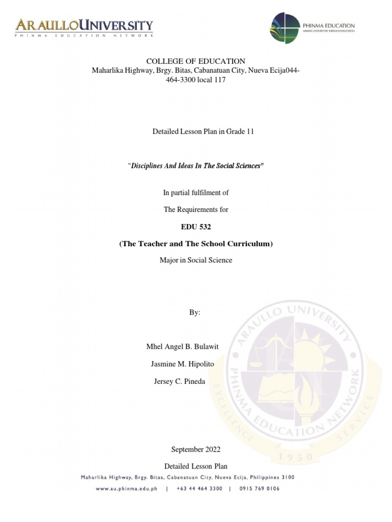 Detailed Lesson Plan Provides Insight into Teaching Social Sciences ...