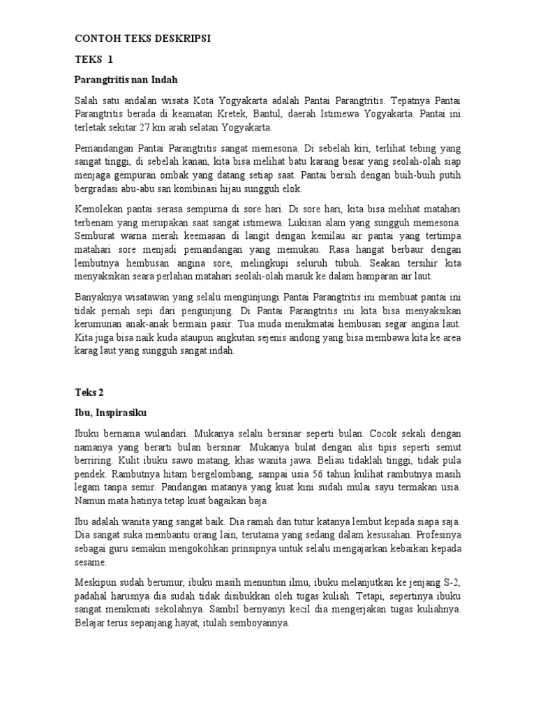 Contoh Teks Deskripsi | PDF