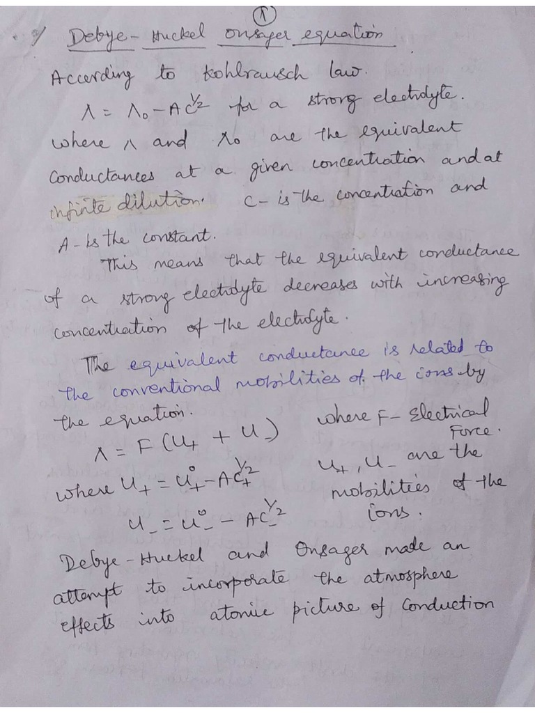 Debye - Huckel Onsager Equation | PDF