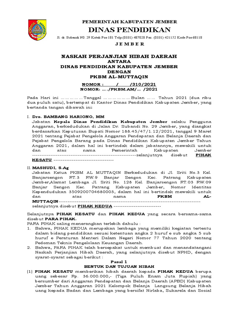 NPHD PKBM Provinsi | PDF