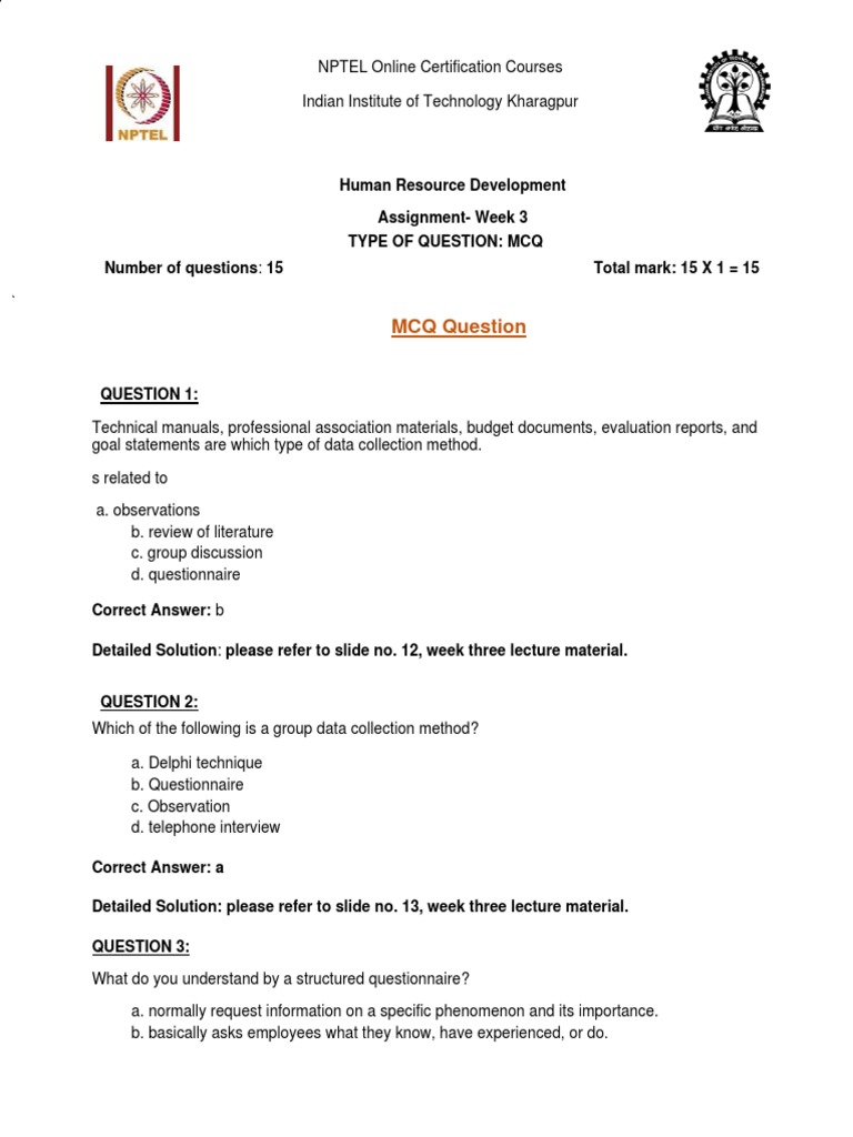 HRD 3 Assignment | PDF | Questionnaire | Cognitive Science