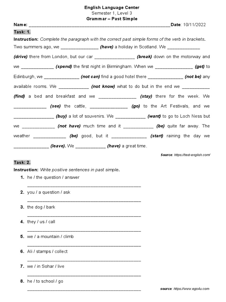 Grammar - Past Simple 2 | PDF