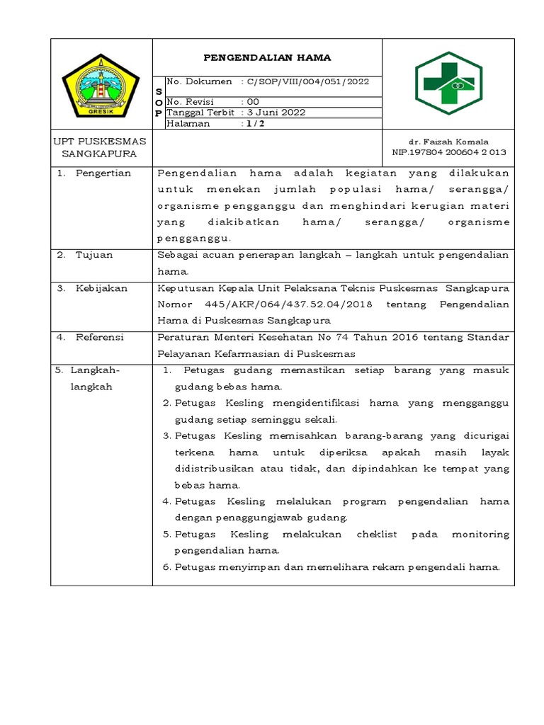 Sop Pengendali Hama Fix | PDF