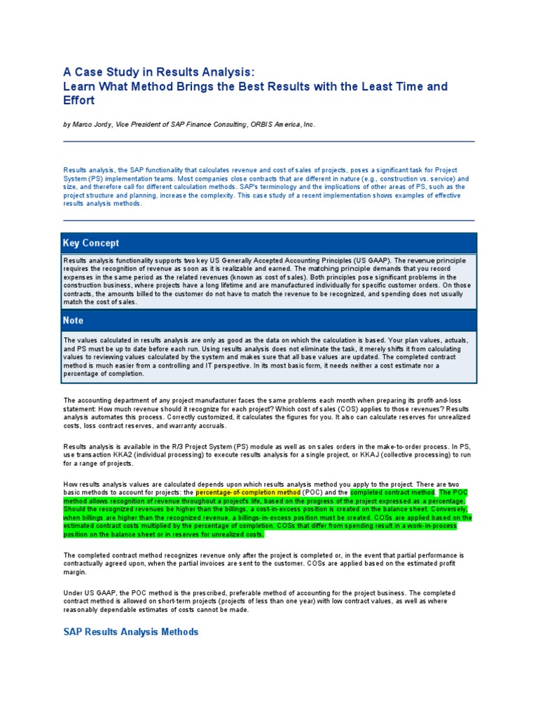 SAP Results Analysis Methods Overview | PDF | Revenue | Inventory