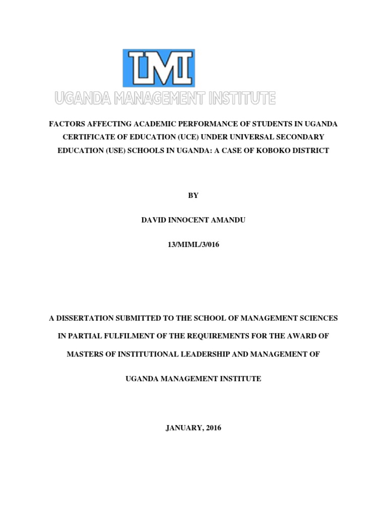 Amandu Innocent MIMIL Dissertation Final | PDF | Teachers | Motivation