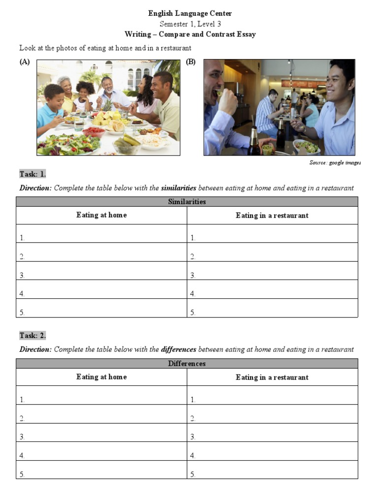 Compare and Contrast Worksheet 2 | PDF | Essays | Linguistics