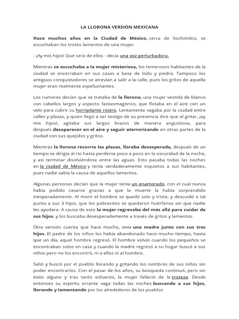 La Llorona Lectura | PDF
