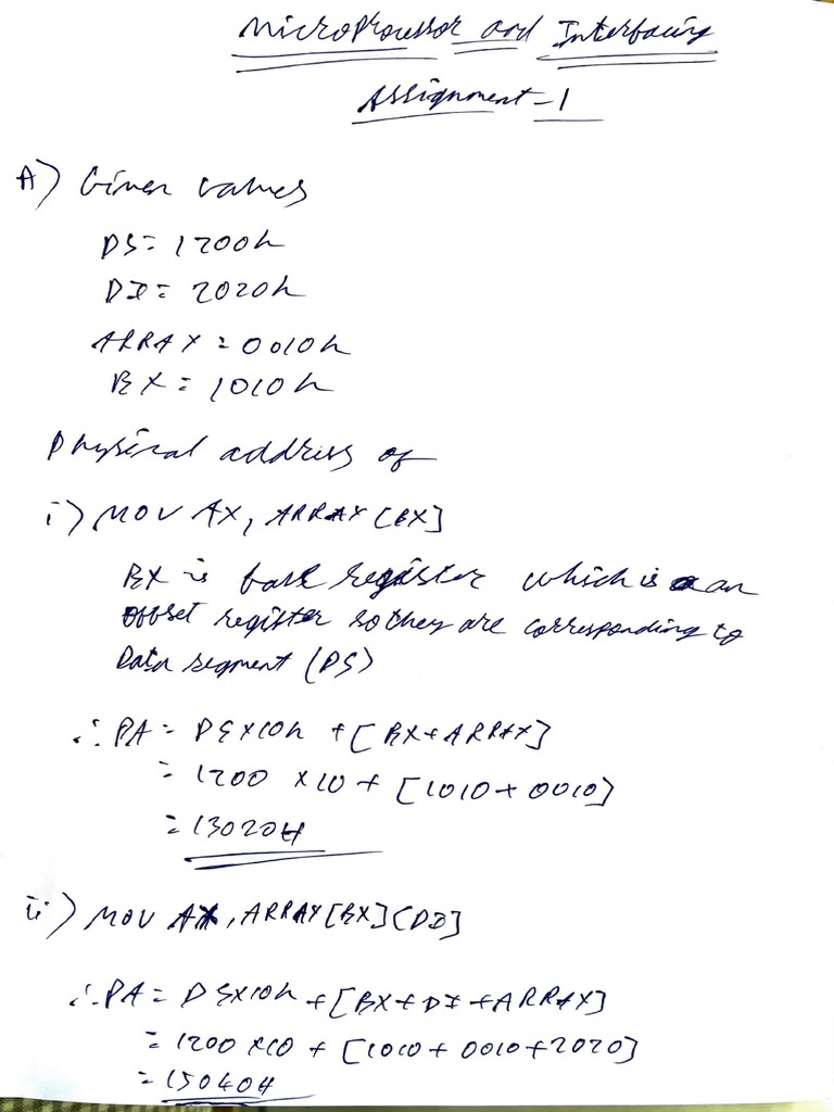 Microprocessor and Interfacing Theory Assignment-1 | PDF | Multiplication | Central Processing Unit