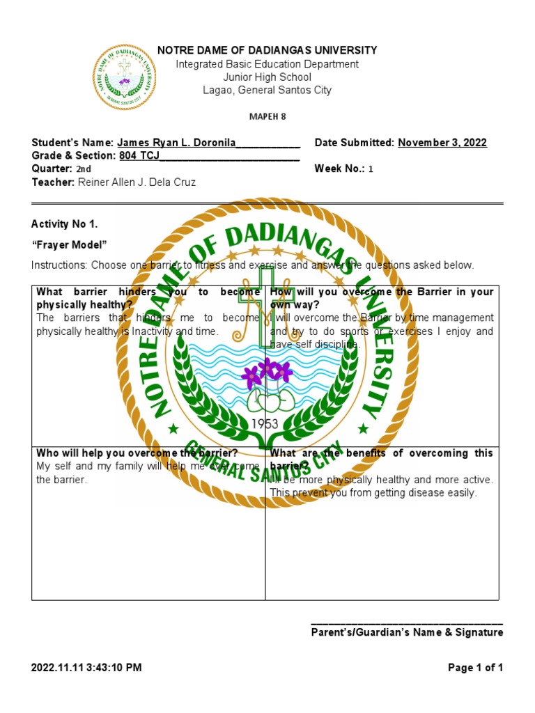 Week 1 Worksheet - Frayer Model | PDF | Lifestyle