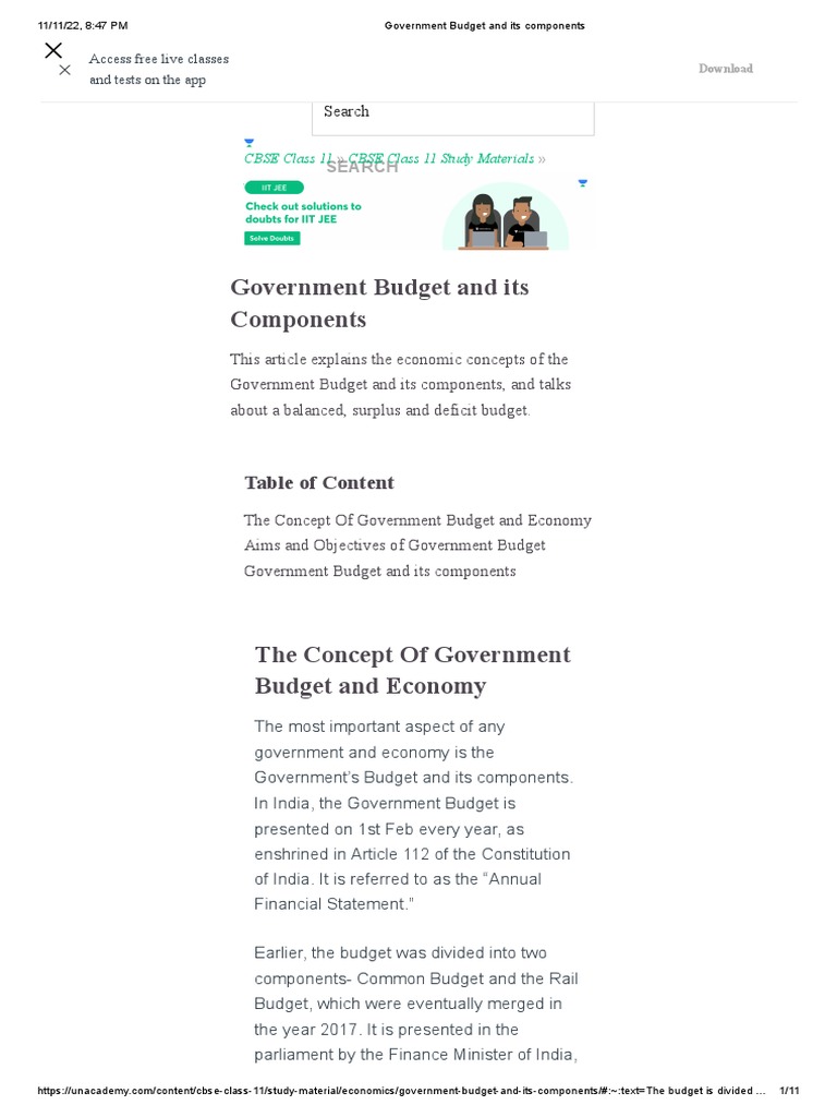 Government Budget and Its Components | PDF | Government Budget Balance ...