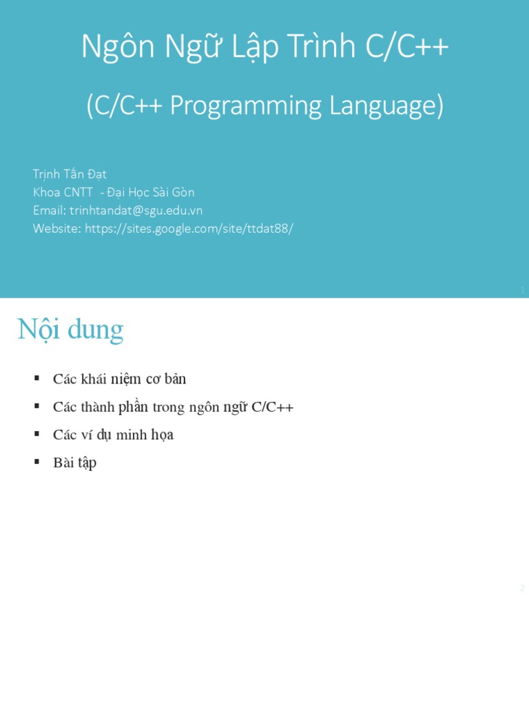 CSLT - 2 - Gioi Thieu Ngon Ngu Lap Trinh C - C++ | PDF