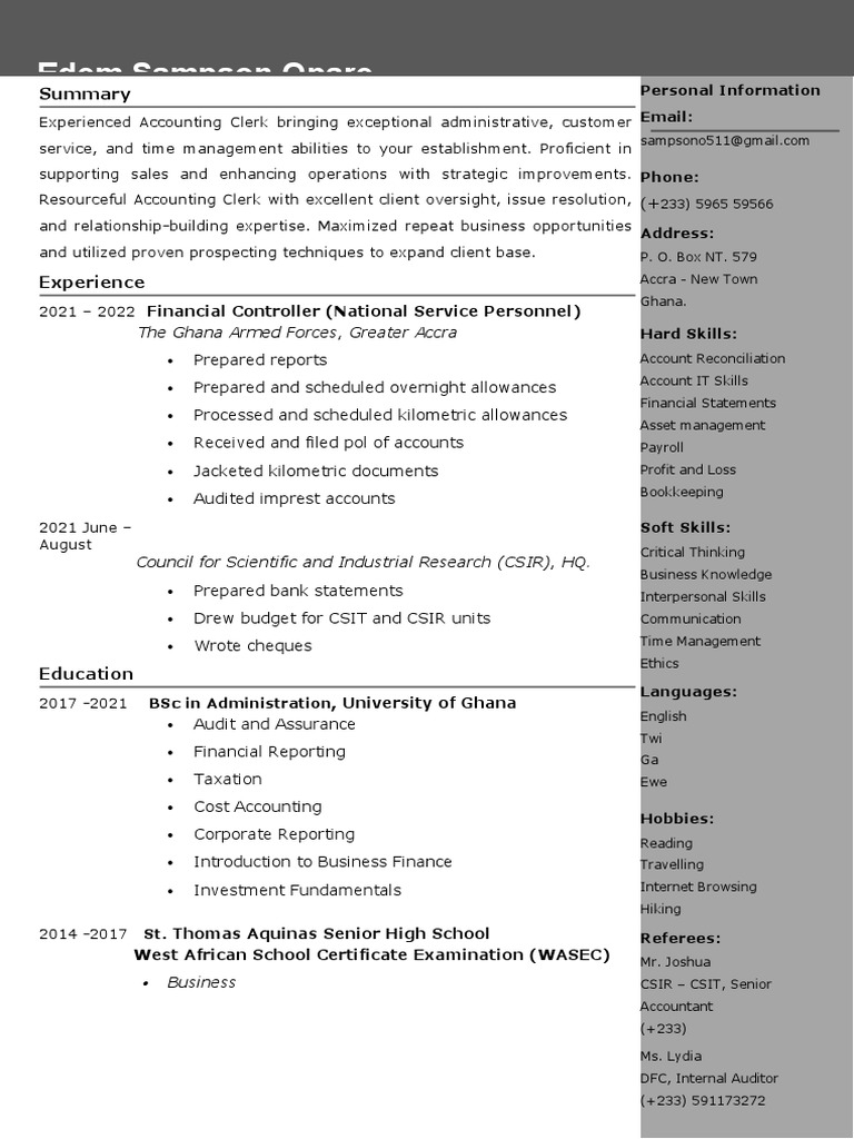 Edem CV | PDF | Audit | Accounting