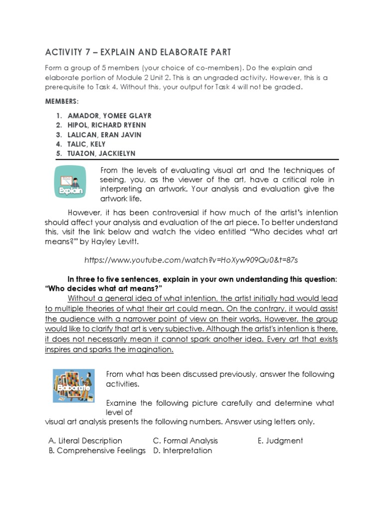 Activity 7 - Explain and Elaborate Part - Grva | PDF | Image ...