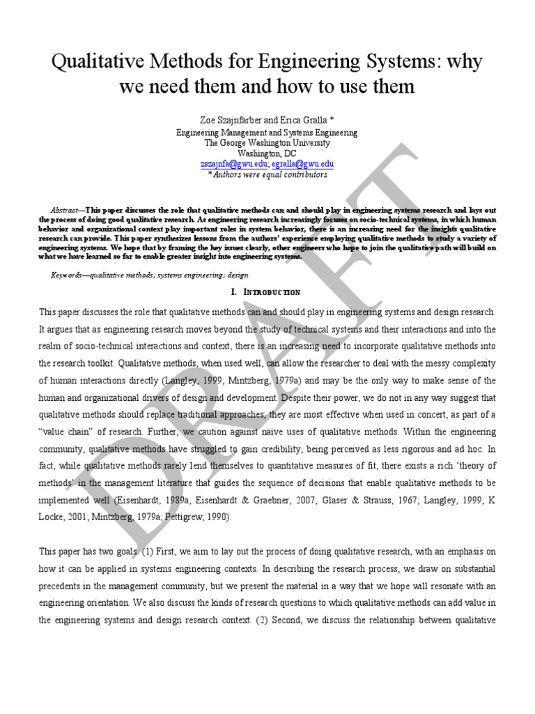 Qualitative Methods for Engineering Systems Research: Understanding ...