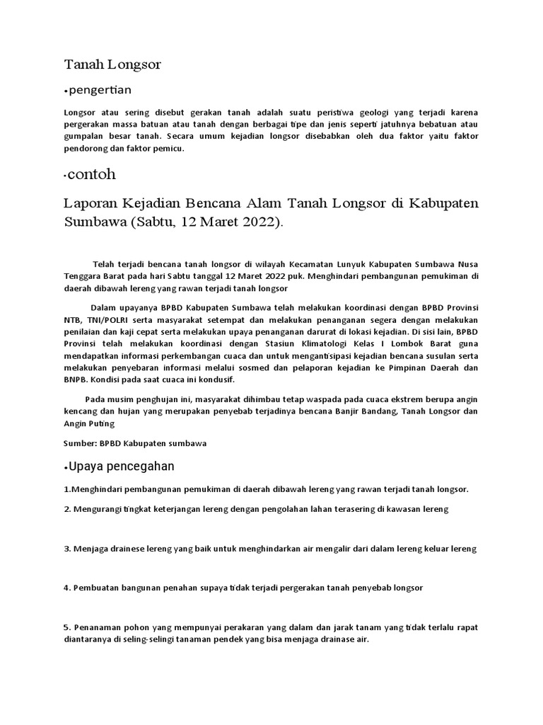 Pencegahan dan Penanganan Tanah Longsor | PDF
