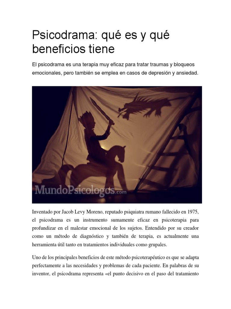 Psicodrama: Qué Es y Qué Beneficios Tiene | PDF