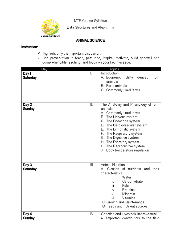 MTB Course Syllabus Data Structures Algorithms | PDF | Pig | Cattle