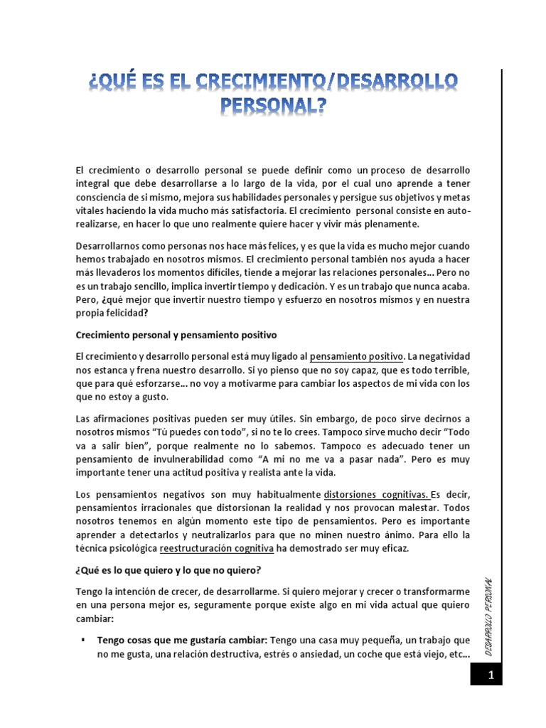 Crecimiento Personal y Pensamiento Positivo | PDF | Desarrollo personal ...