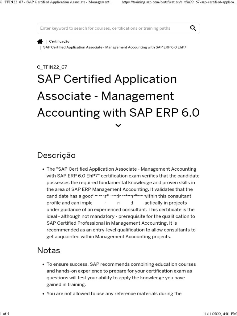 C - TFIN22 - 67 - SAP Certified Application Associate - Management ...