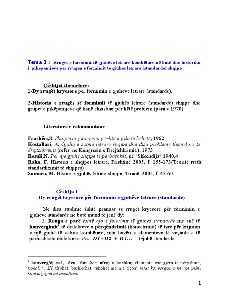 UT. Tema 3. Rruget e Formimit Te Gjuhes Letrsre | PDF