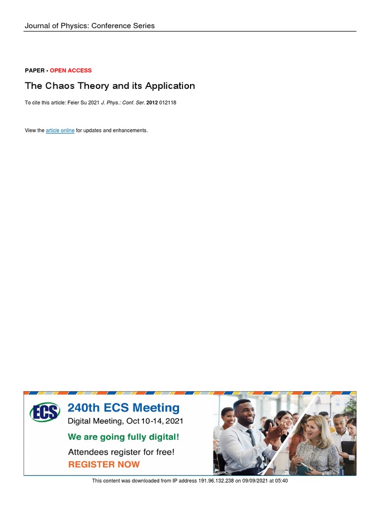 Applications of Chaos Theory Explained | PDF | Chaos Theory | Learning