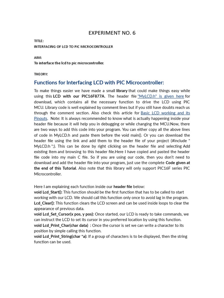 Experiment No 6 | Download Free PDF | Microcontroller | Computer Program