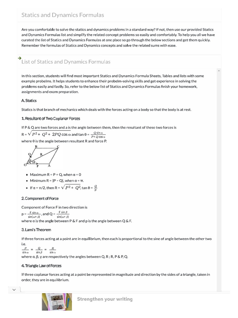 Statics and Dynamics | PDF