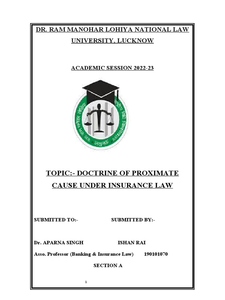 Doctrine of Proximate Cause | PDF | Proximate Cause | Insurance